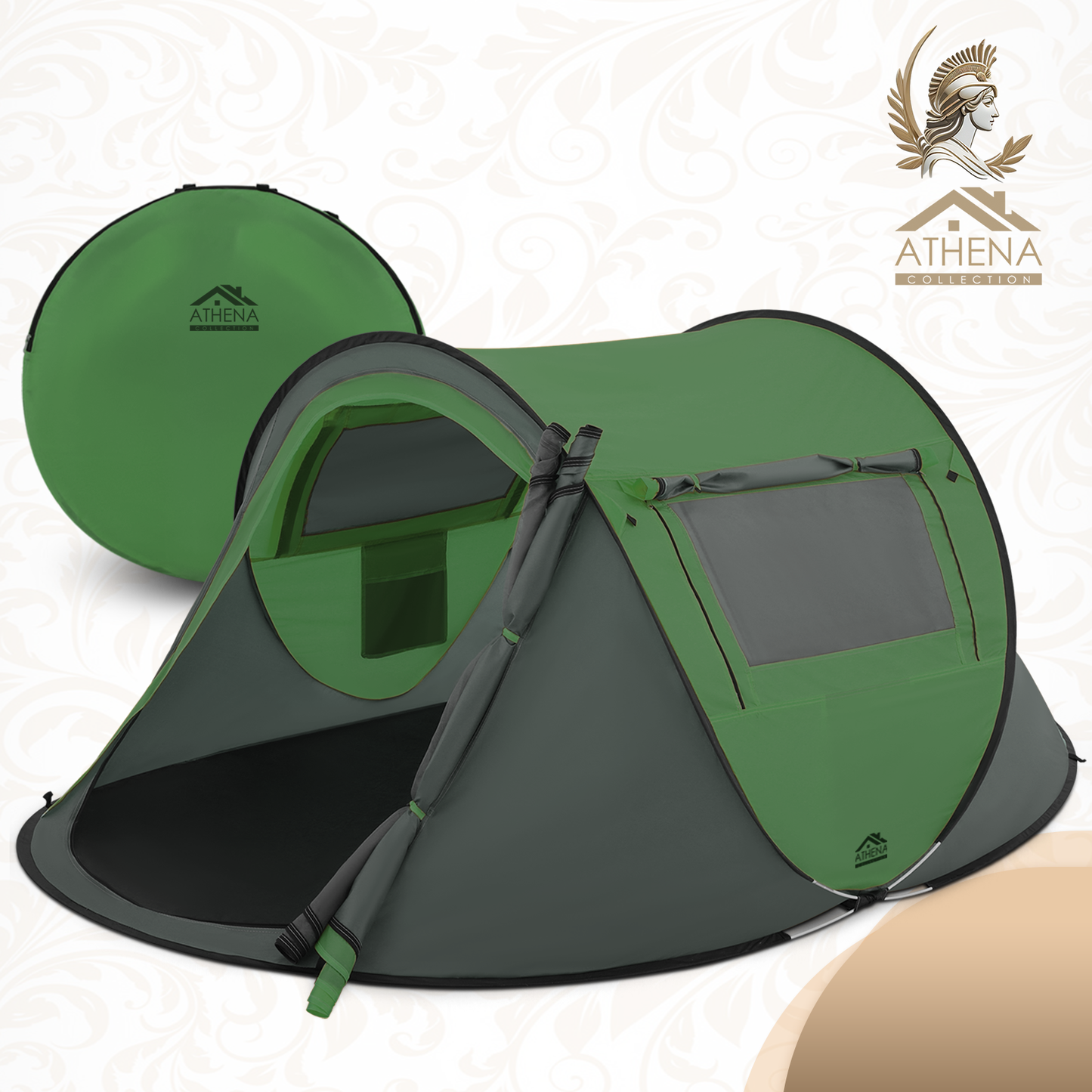 ATHENA COLLECTION Camping Tent Pop Up 96''Length Olive Green – Athena